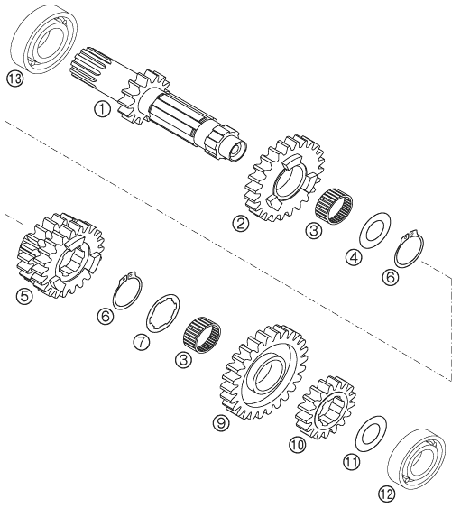 KTM fiche finder TRANSMISSION I 6 GEARS RACING spare parts for the KTM ...