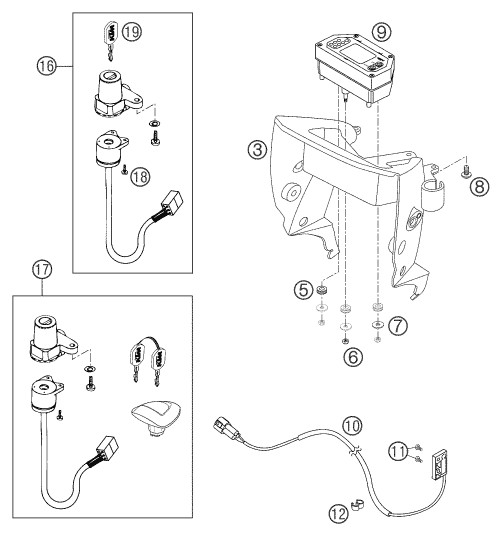 KTM fiche finder SPEEDOMETER BRACKET IGNLOCK spare parts for the KTM ...
