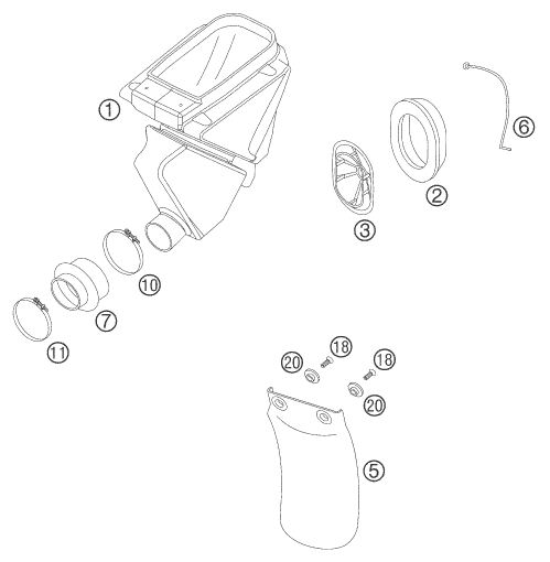 KTM fiche finder AIR FILTER BOX spare parts for the KTM 65 SX