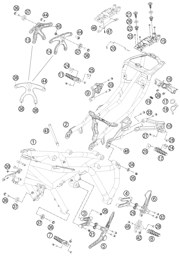 KTM fiche finder FRAME spare parts for the KTM 1190 RC8 R WHITE (EU/GB)