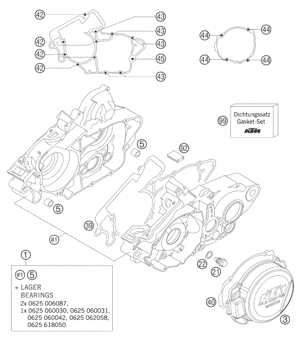 KTM fiche finder ENGINE CASE spare parts for the KTM 125 SX