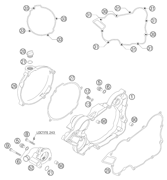 KTM fiche finder CLUTCH COVER spare parts for the KTM 125 SX