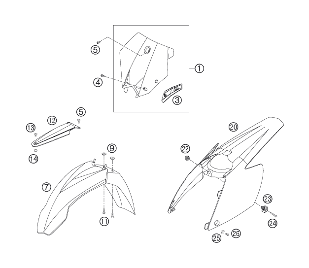 KTM fiche finder MASK FENDERS spare parts for the KTM 250 SX