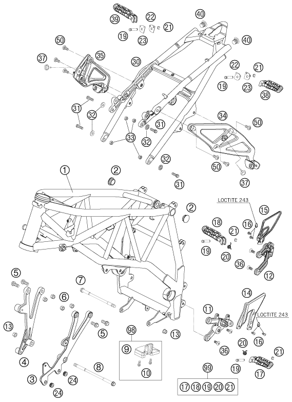 KTM fiche finder FRAME spare parts for the KTM 990 SUPER DUKE BLACK ...