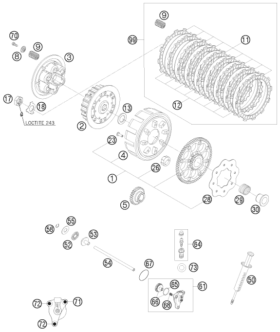 KTM fiche finder CLUTCH spare parts for the KTM 250 EXC (EU)