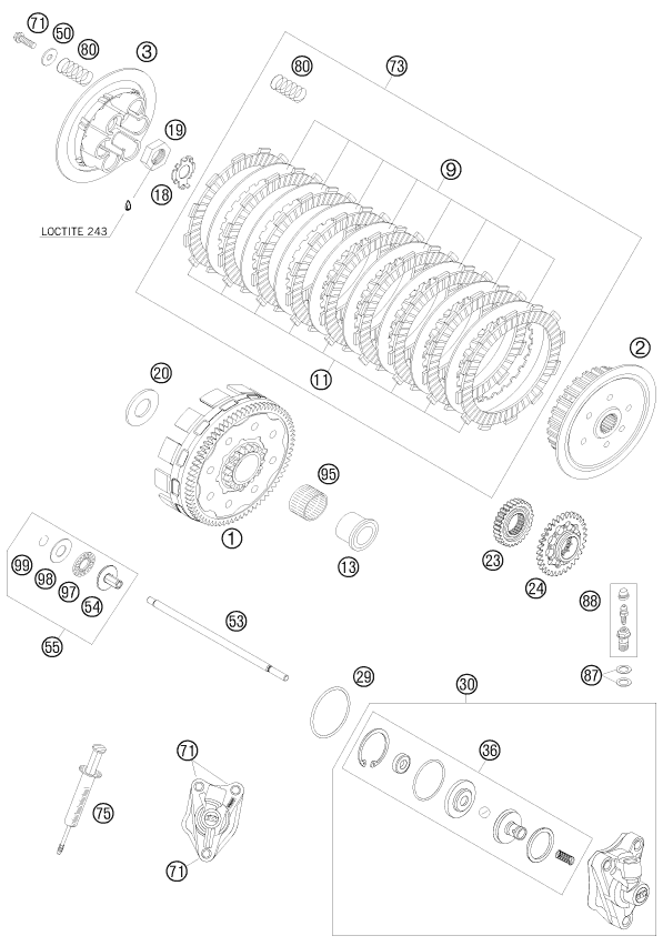 KTM fiche finder CLUTCH spare parts for the KTM 450 SX-F (EU)