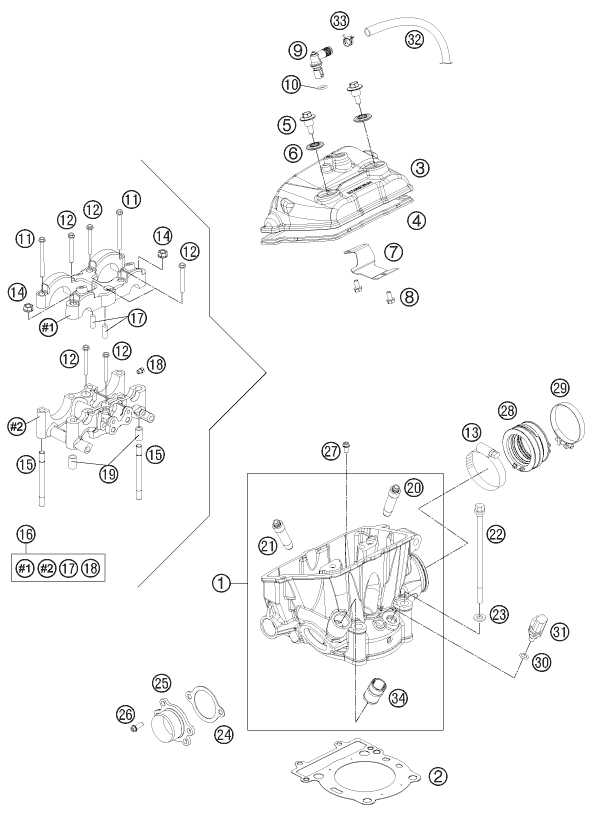 KTM fiche finder CYLINDER HEAD spare parts for the KTM 250 SX-F (EU)