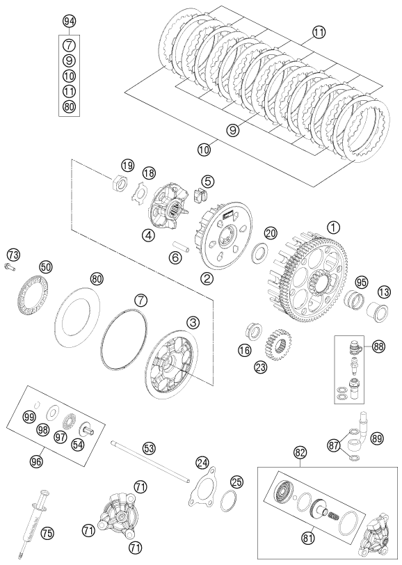 KTM fiche finder CLUTCH spare parts for the KTM FREERIDE 350 2012 (EU)