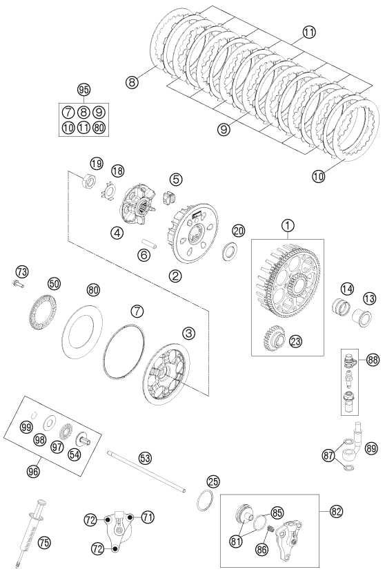 KTM fiche finder CLUTCH spare parts for the KTM 250 EXC (EU)