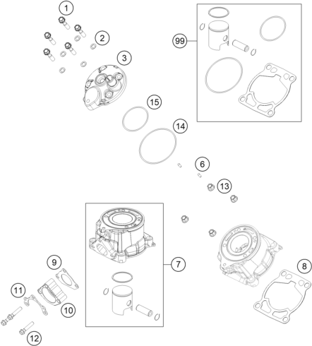 KTM fiche finder CYLINDER CYLINDER HEAD spare parts for the KTM 50 SX 2023