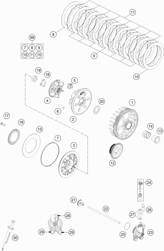 KTM fiche finder CLUTCH spare parts for the KTM 250 SX 2020 (EU)