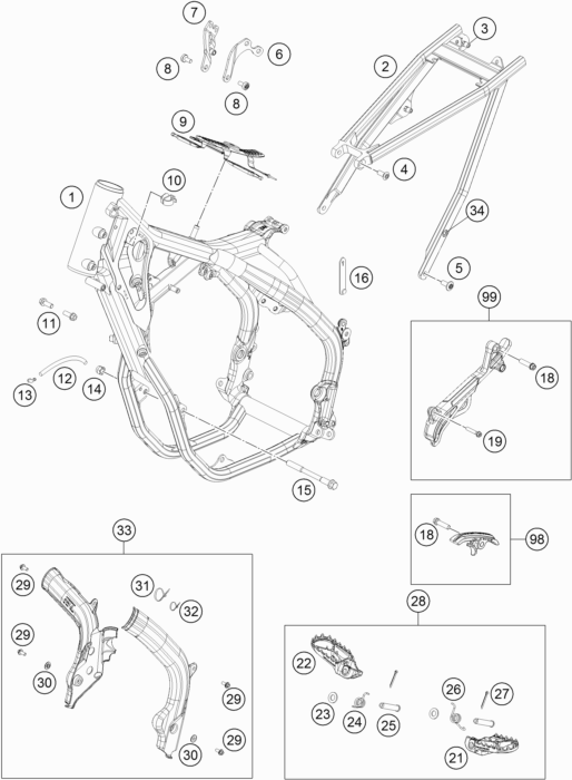KTM fiche finder FRAME spare parts for the KTM 450 EXC-F 2019 (EU)