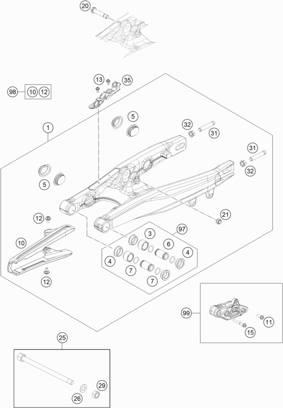 KTM fiche finder SWING ARM spare parts for the KTM 65 SX 2022 (EU)
