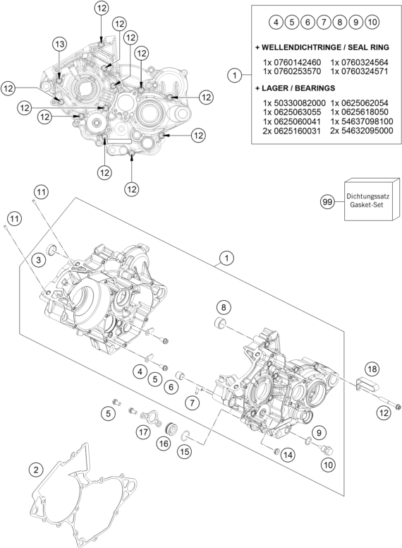 KTM fiche finder ENGINE CASE spare parts for the KTM 125 SX 2019 (EU)
