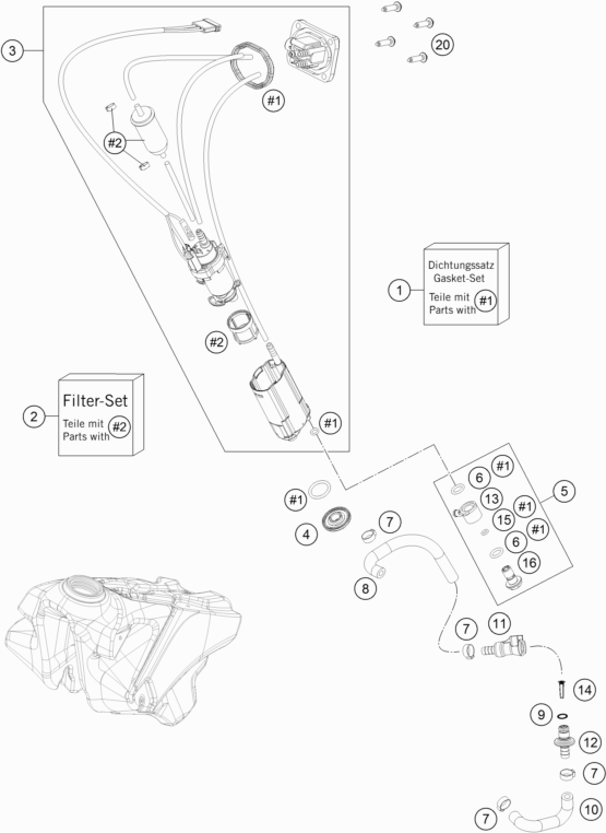 KTM fiche finder FUEL PUMP spare parts for the KTM 250 SX-F 2022 (EU)
