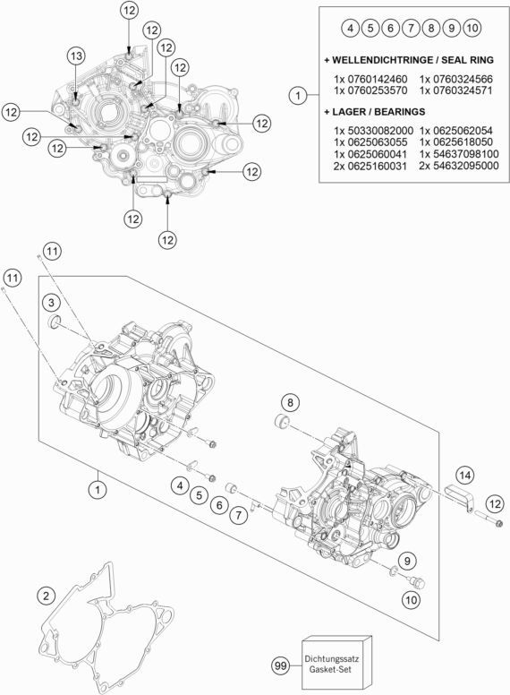 KTM fiche finder ENGINE CASE spare parts for the KTM 125 SX 2022 (EU)
