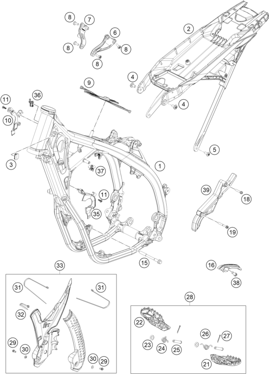 KTM fiche finder FRAME spare parts for the KTM 250 SX-F 2024 (EU)