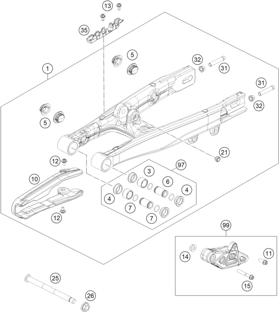 KTM fiche finder SWING ARM spare parts for the KTM 50 SX 2025