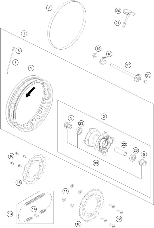 KTM fiche finder REAR WHEEL spare parts for the KTM 50 SX 2025
