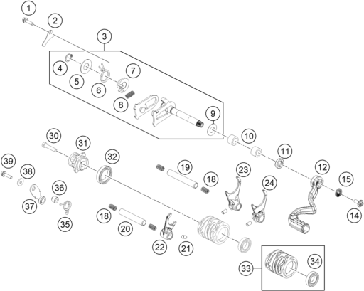 KTM fiche finder SHIFTING MECHANISM spare parts for the KTM 65 SX 2024